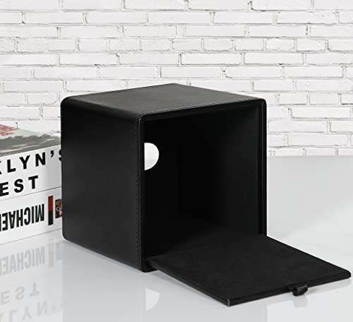 GOLRANLYE Tissue Box Cover Square 2 Pack PU Leather Facial Tissue Box Holder for Dresser Bathroom Decor (Black)