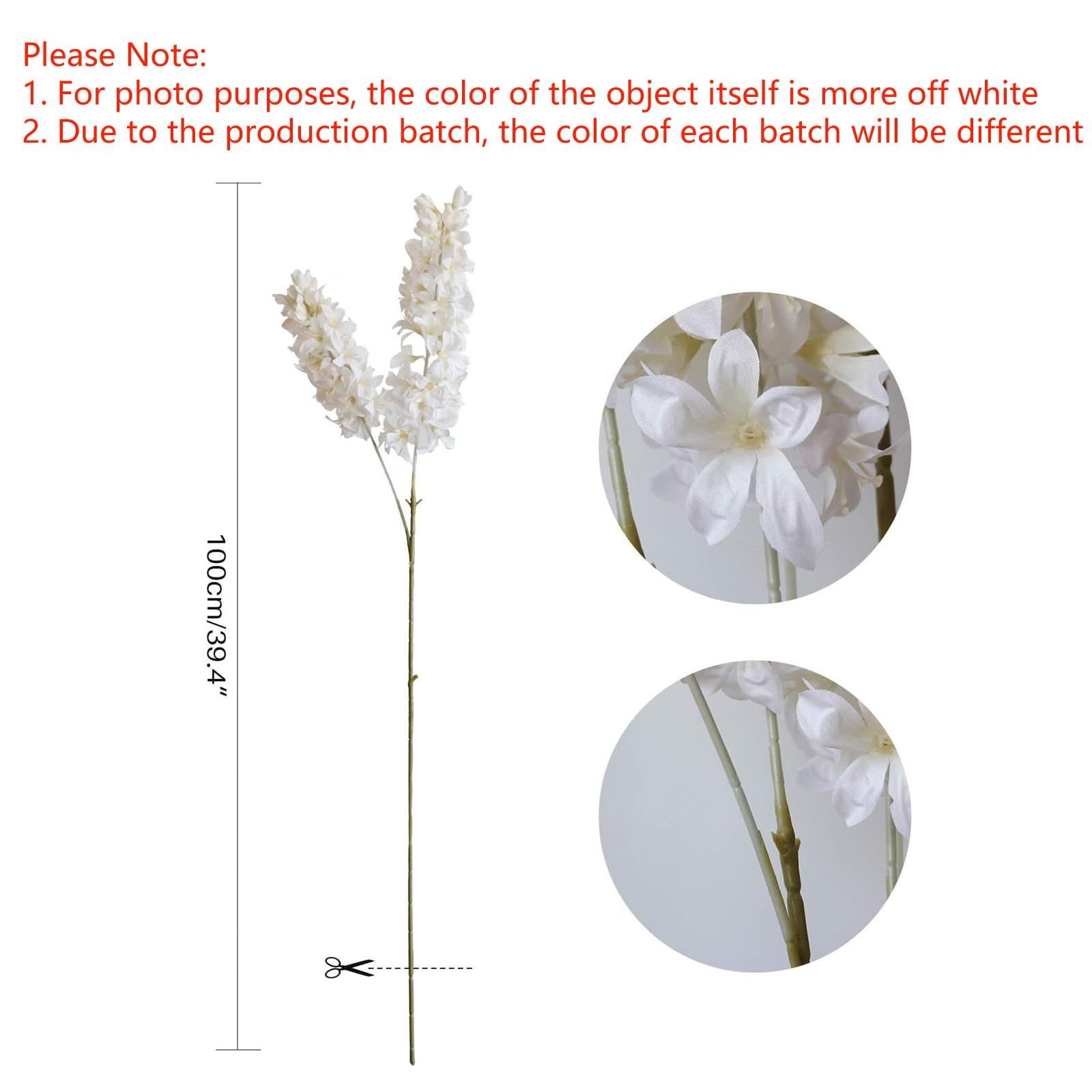 MINYULUA 6pc Artificial Hyacinth Flowers Bouquet Silk Flowers Home Garden Fence Restaurant Banquet Hotel Wedding Simulation White Decoration (Off White)