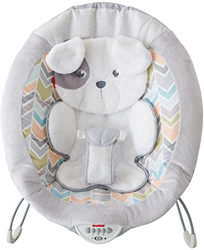 Fisher-Price Sweet Snugapuppy Deluxe Bouncer, portable bouncing baby seat with overhead mobile, music, and calming vibrations [Amazon Exclusive]
