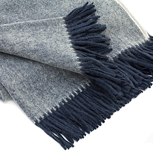 spencer & whitney Blanket Throws Wool Blanket Denim Blue Wool Throw Blanket Australian Cashmere Wool Throws Lightweight Blanket Throws for Couch
