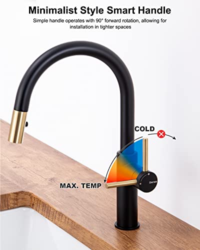 Darnok 79723BX Mia Black and Gold Kitchen Faucet with Pull Down Sprayer, 15.6-inch High-arc Magnetic Docking Kitchen Sink Faucet, Matte Black/Luxe Gold