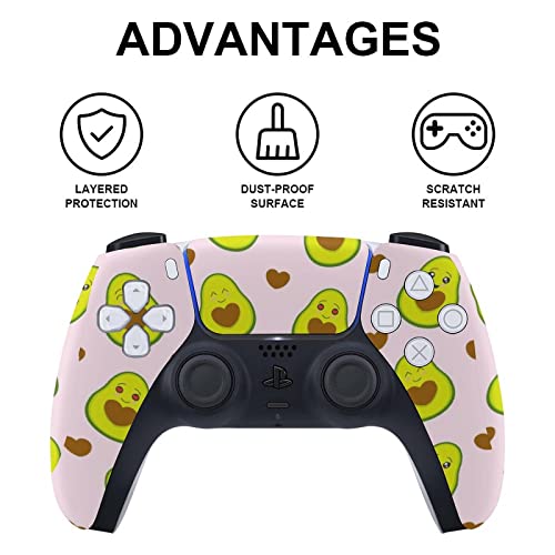 Cute Avocado with Heart Full Protective Skin Cover Design Wrap Decal Sticker Compatible with PS5 Digital Edition Console and Controller