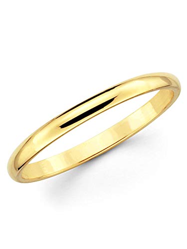 BocaGold 2 MM Stainless Steel Yellow Gold Plated Stackable Ring Wedding Band