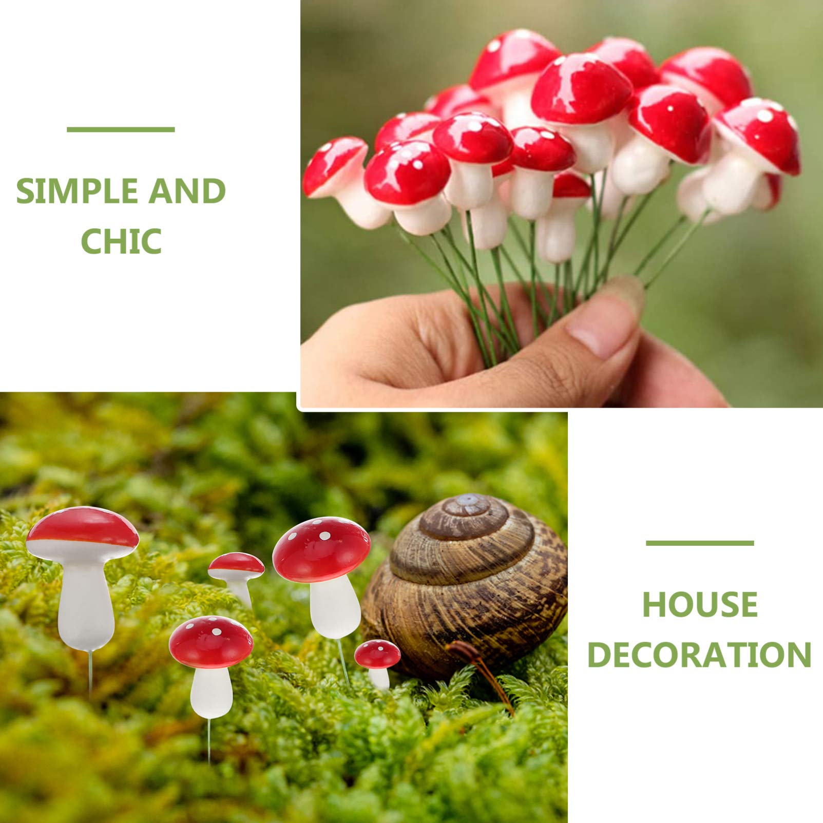 DOITOOL 50pcs Mini Foam Mushroom for Garden Ornament Flower Pots Bonsai Micro Landscape Decor (Red)