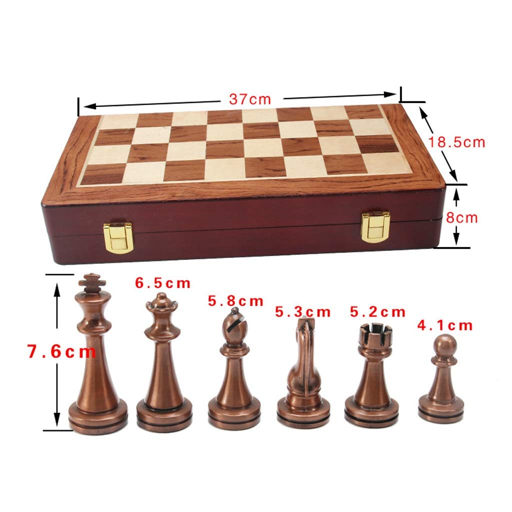 BREWIX Exquisite Chess Set for Adults Collection, Exquisite Bronze Alloy Chess Pieces, Folding Chess Board, Chess for Kids and Adults, Gift for Chess Lovers and Learners Checkerboard