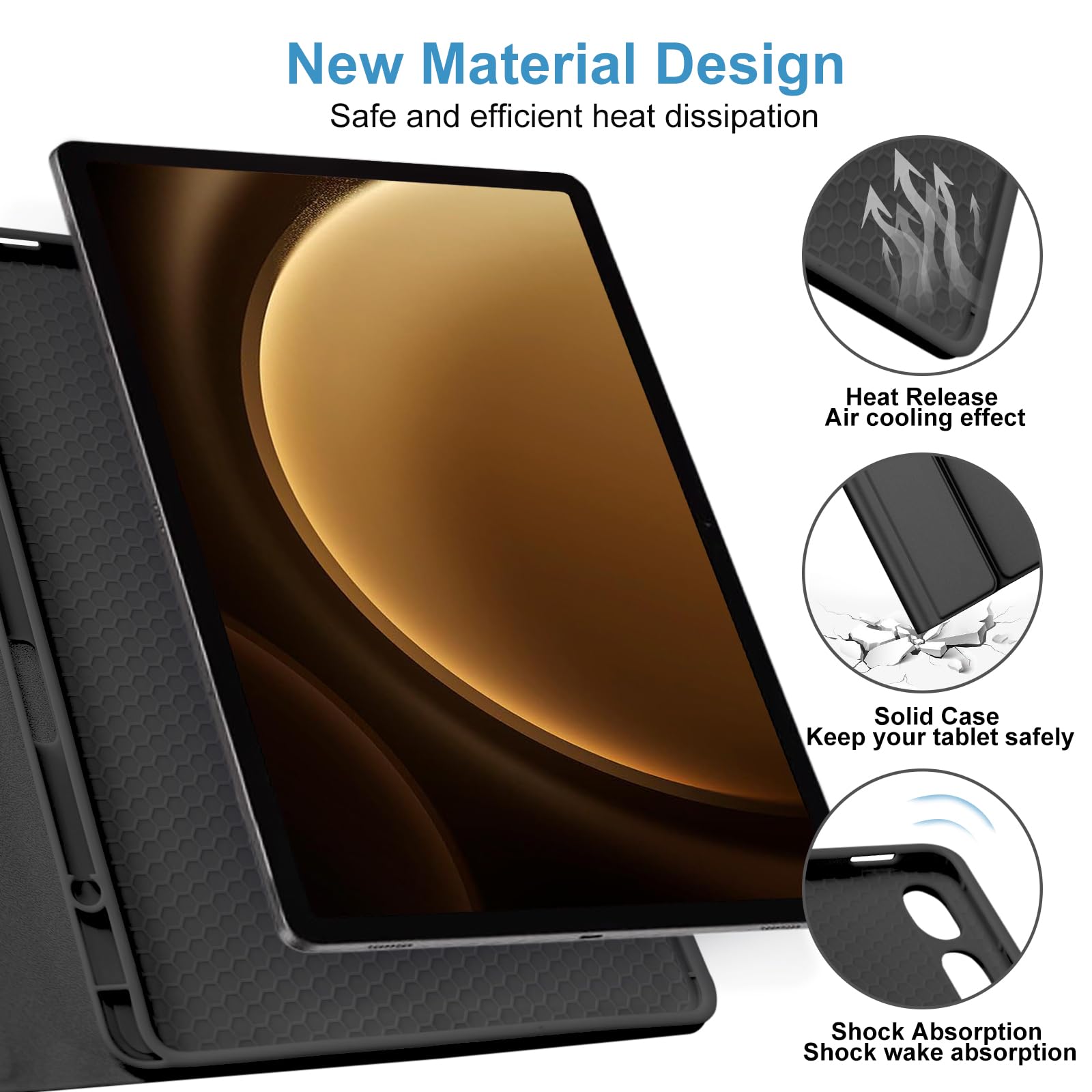 BORIYUAN Keyboard Case for All-New HD 10/HD 10 Plus Tablet 11th Generation 2021 Release 10.1",7 Colors Backlit Detachable Keyboard Slim Folio Smart Cover for HD 10/10 Plus 2021- Black
