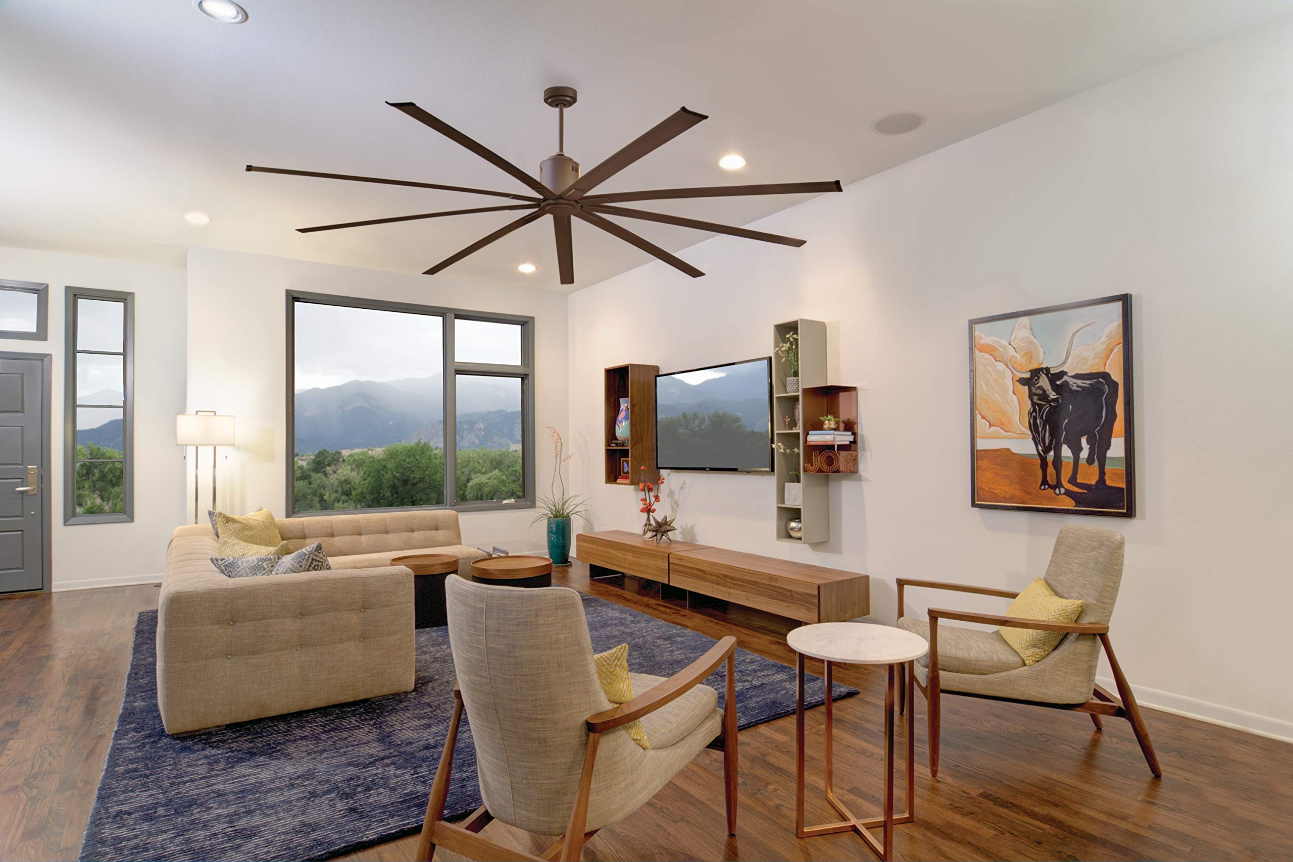 Big Air 96" Industrial Indoor/Outdoor Ceiling Fan, 6 Speed with Remote, Silver