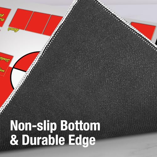 Biouai Playmat for Trading Card Game - Stitched Play Mat with Tube for Card Gameplay with Zones, 2 Player Trainer Game Playing Mats (Red-1)