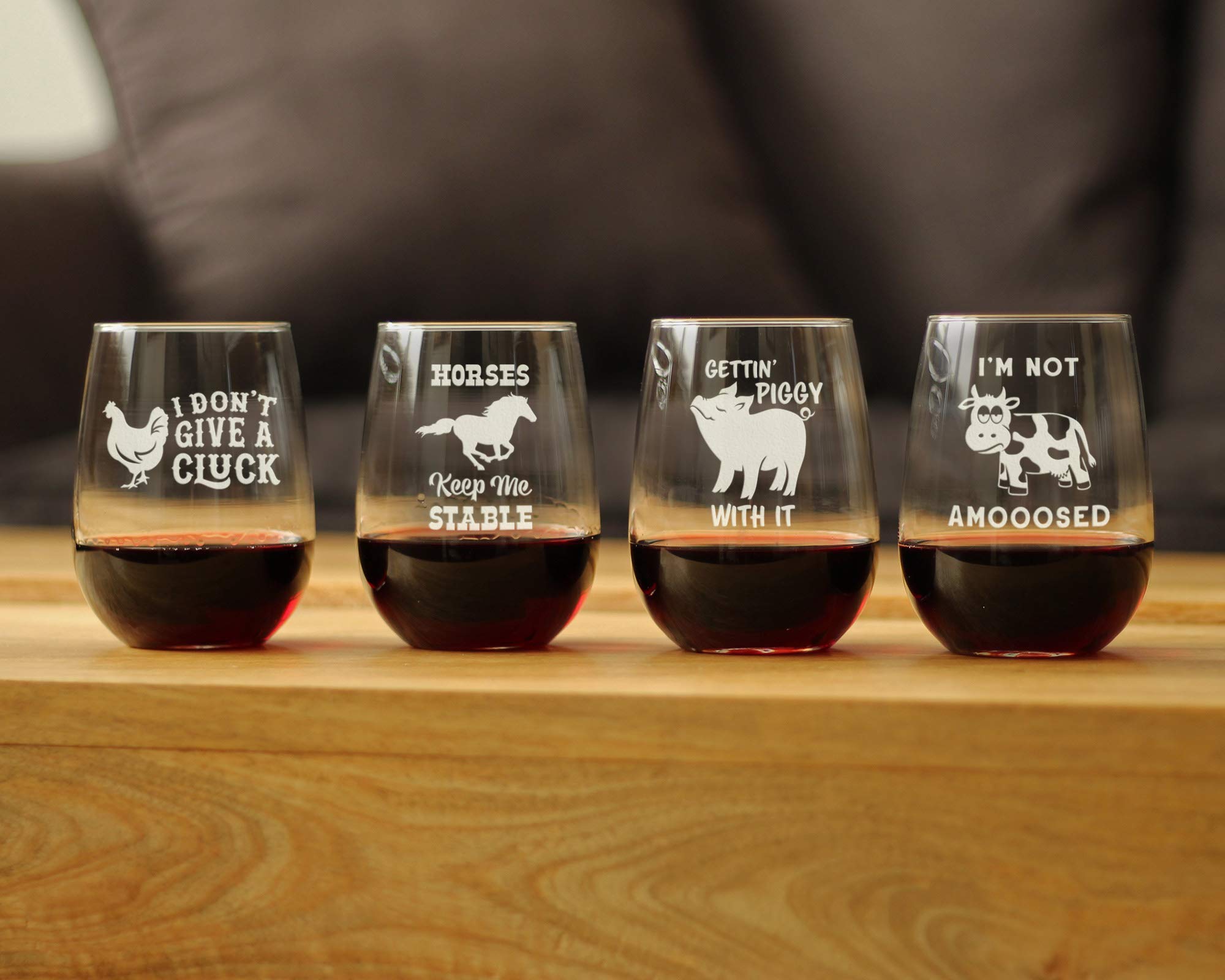 Don't Give a Cluck - Stemless Chicken Wine Glass for Women - Cute Funny Wine Gift Idea - Unique Personalized Glasses for Birthday