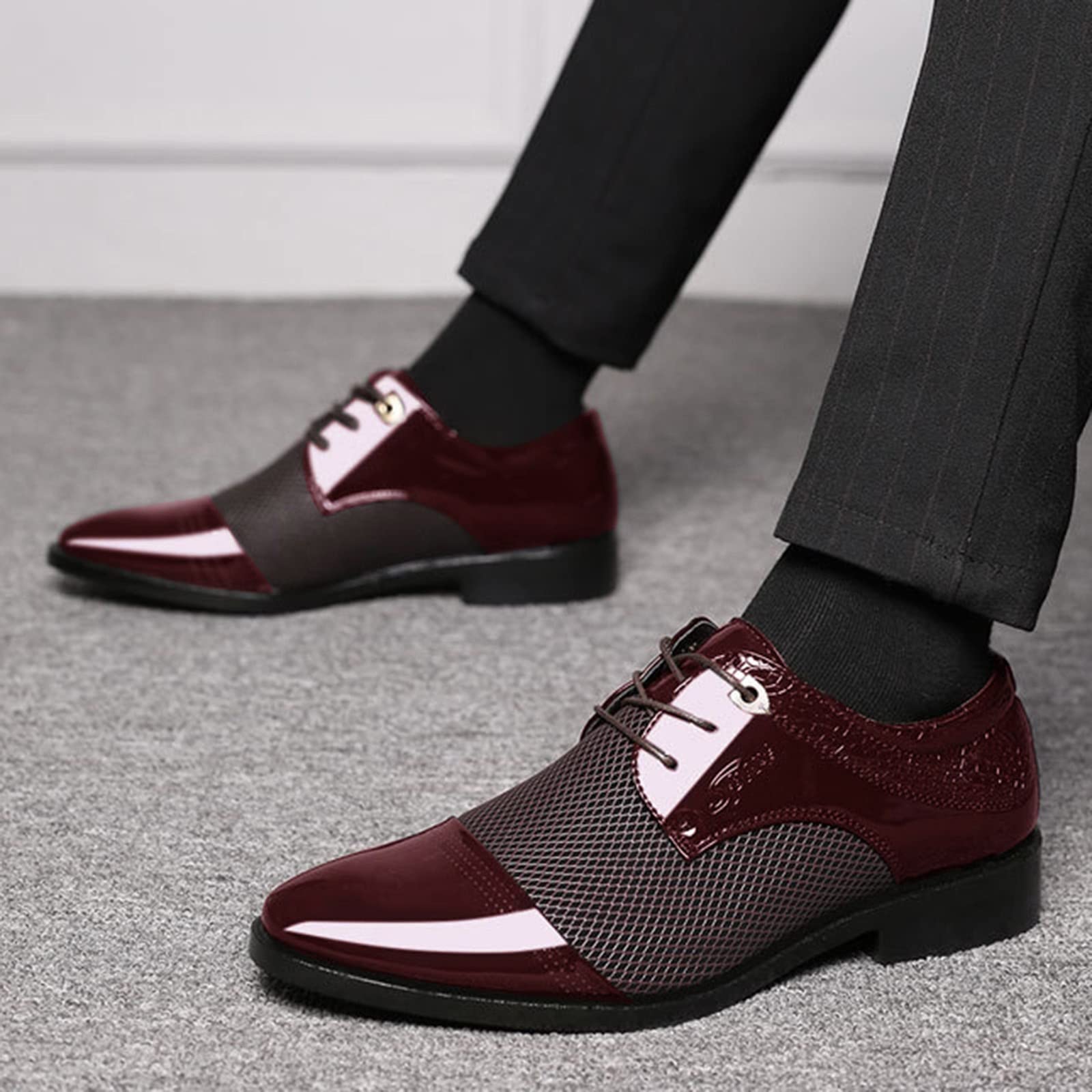 Classical Style Leather Shoes for Men Slip On PU Leather Low Rubber Sole Block Heel Work Men S Shoes Brown