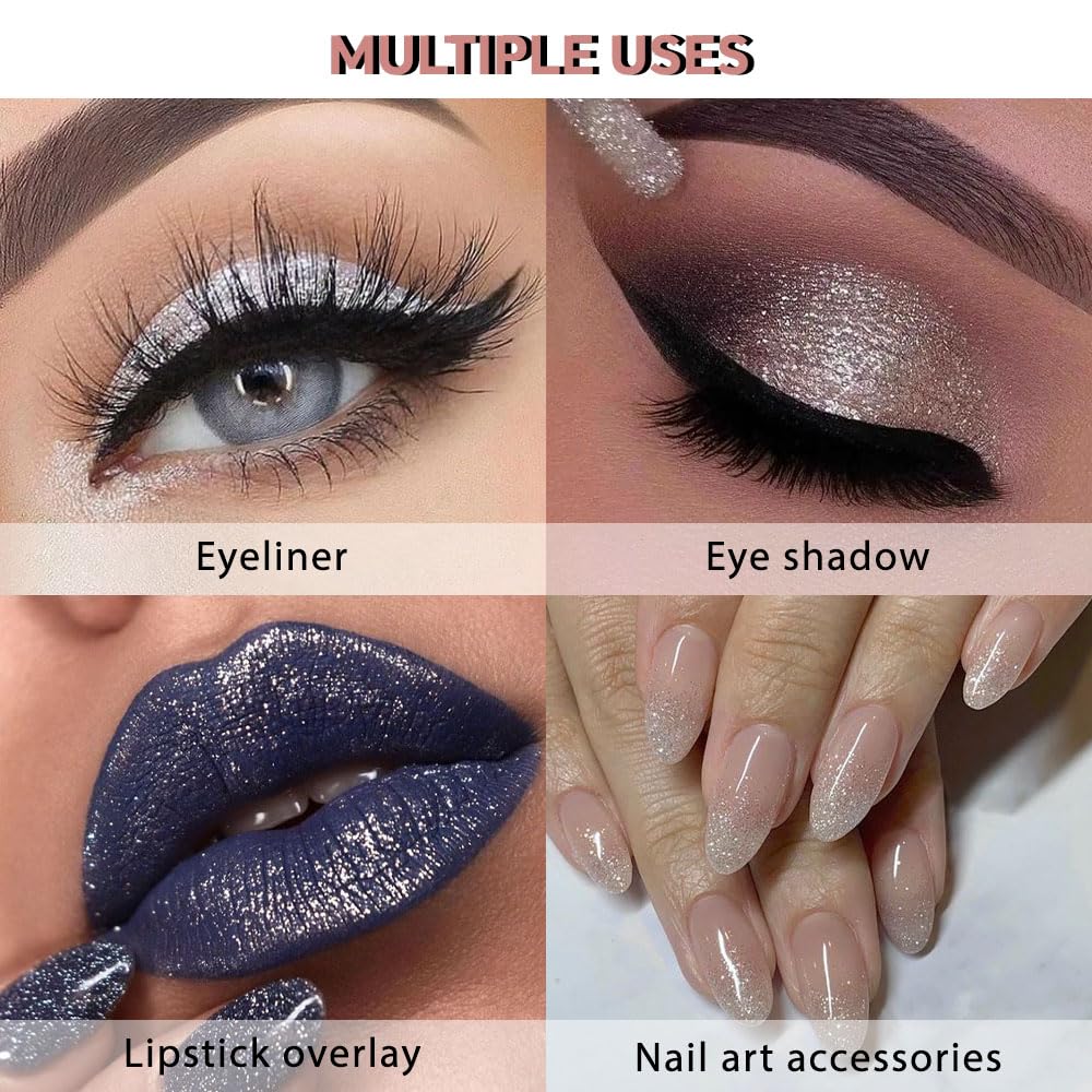 CAKAILA 2Pcs Brown Black Liquid Metallic Glitter Eyeshadow Stick Set, Opaque, Gel-Based Formula, Long Lasting, Quick-Drying, Multi-Dimensional Eye Makeup
