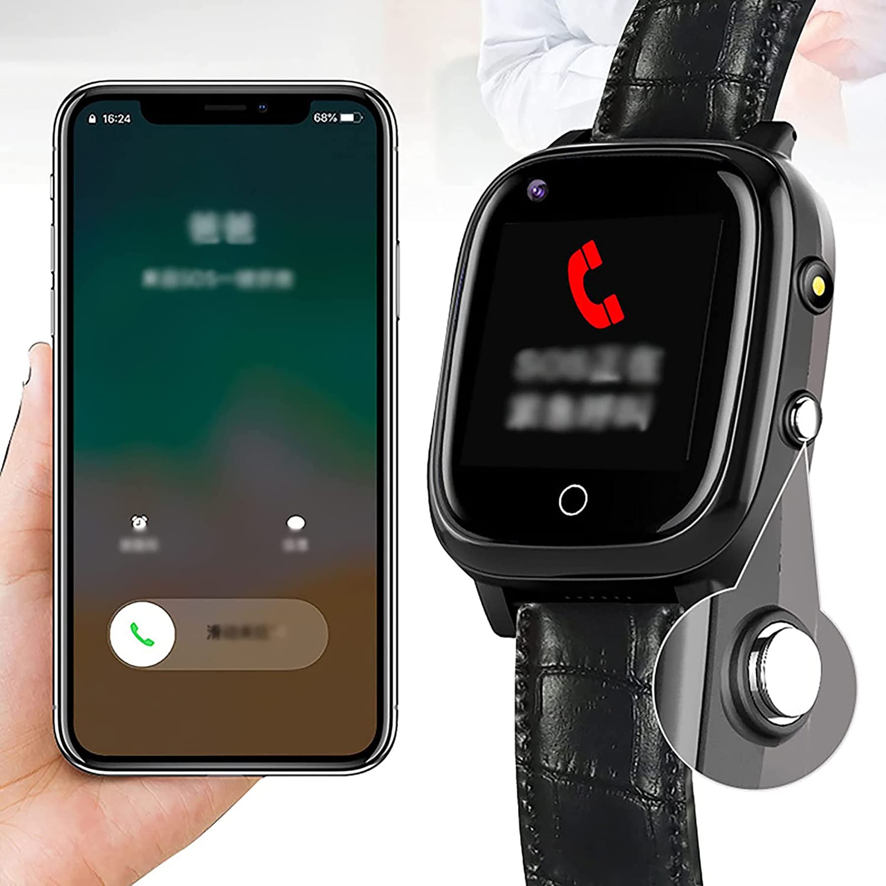 CRADZZA Smart watch with fall detection The elderly men and women for dementia with text messages and calls iOS and Android