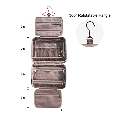 CLUCI Toiletry Bag Hanging Travel Organizer with Transparent Cosmetic Bag and Makeup Pouch For Full Sized Toiletries, Off-White