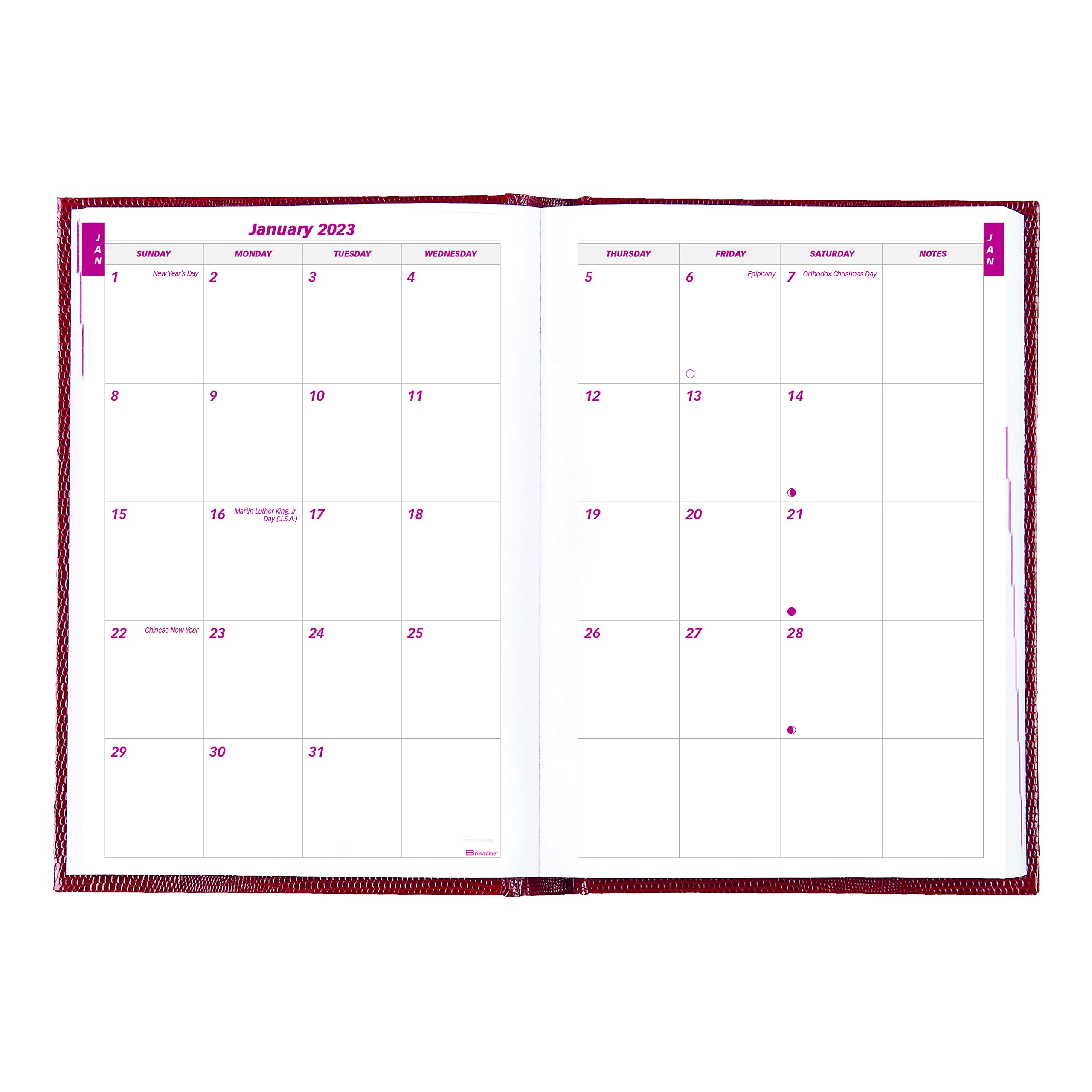 Brownline 2023 Traditional Daily/Monthly Planner, Untimed Journal, 12 Months, January to December, Perfect Binding, 8.25" x 5.75", Bright Red (CB389.RED-23)