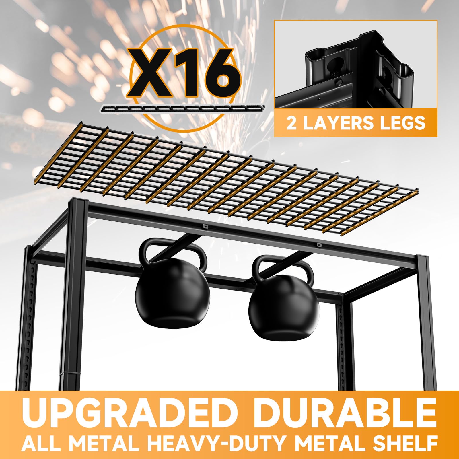 cynnda 60" W Garage Shelving 5-Tier Storage Shelves 3000LBS Heavy Duty Metal Shelf Adjustable Rack Units Suitable for Garage Basement Kitchen Warehouse Utility Shelves (Black)