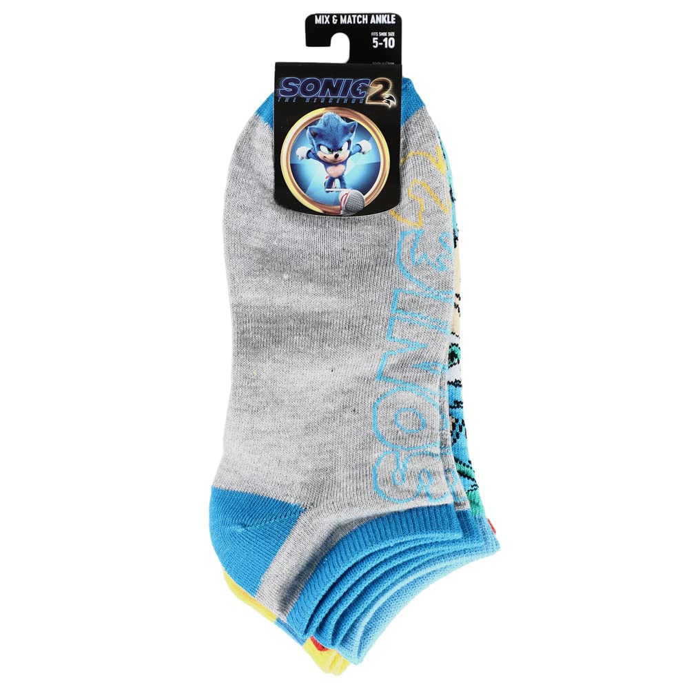 Bioworld Sonic the Hedgehog Characters and Rings Casual Ankle Socks Set for Men 5-Pack