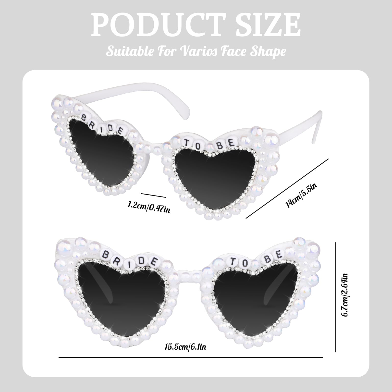 Bride Sunglasses for Bachelorette - White Glasses with rhinestone for Bridesmaid Sunnies, Bride to Be Gift, Bachelorette Accessories Party Favors