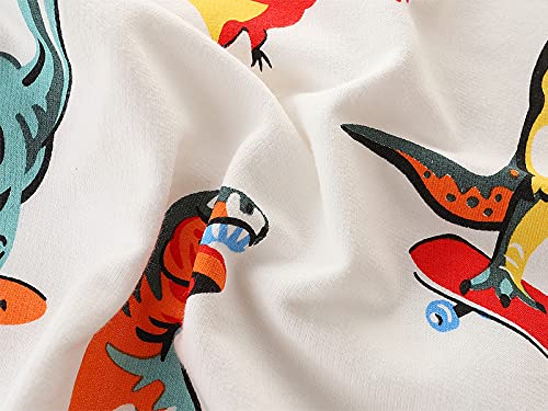 Bumeex Toddler Boy's Dinosaur Sweatshirt Clothes,Long Sleeve Shirt Top Outfit White Size 6