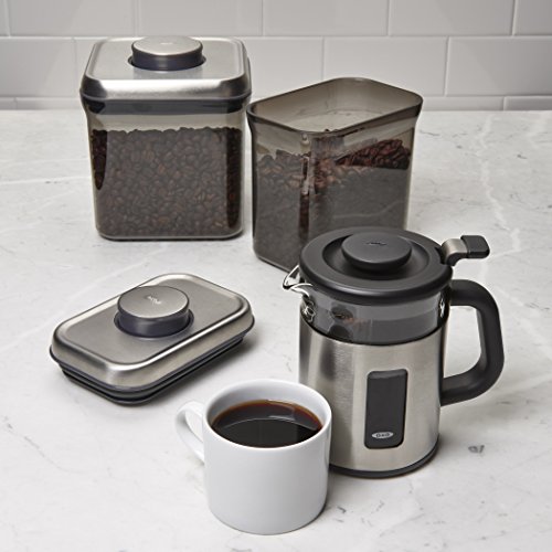 OXO Good Grips Airtight Coffee POP Container (1.5 Qt),Silver/Grey