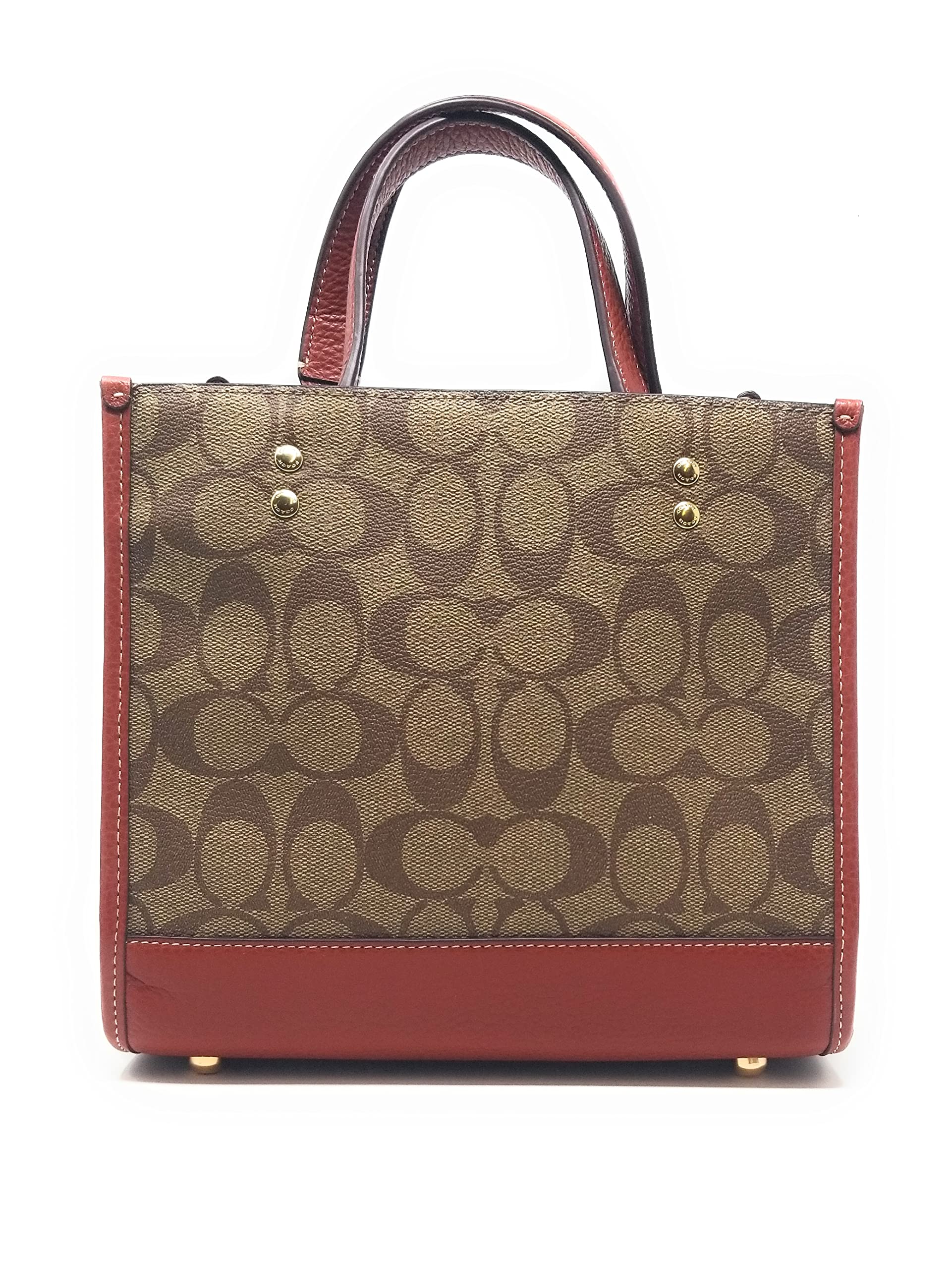 COACH Women's Dempsey Tote 22 (Signature Canvas - Peanuts Motif - Khaki - Redwood Multi)