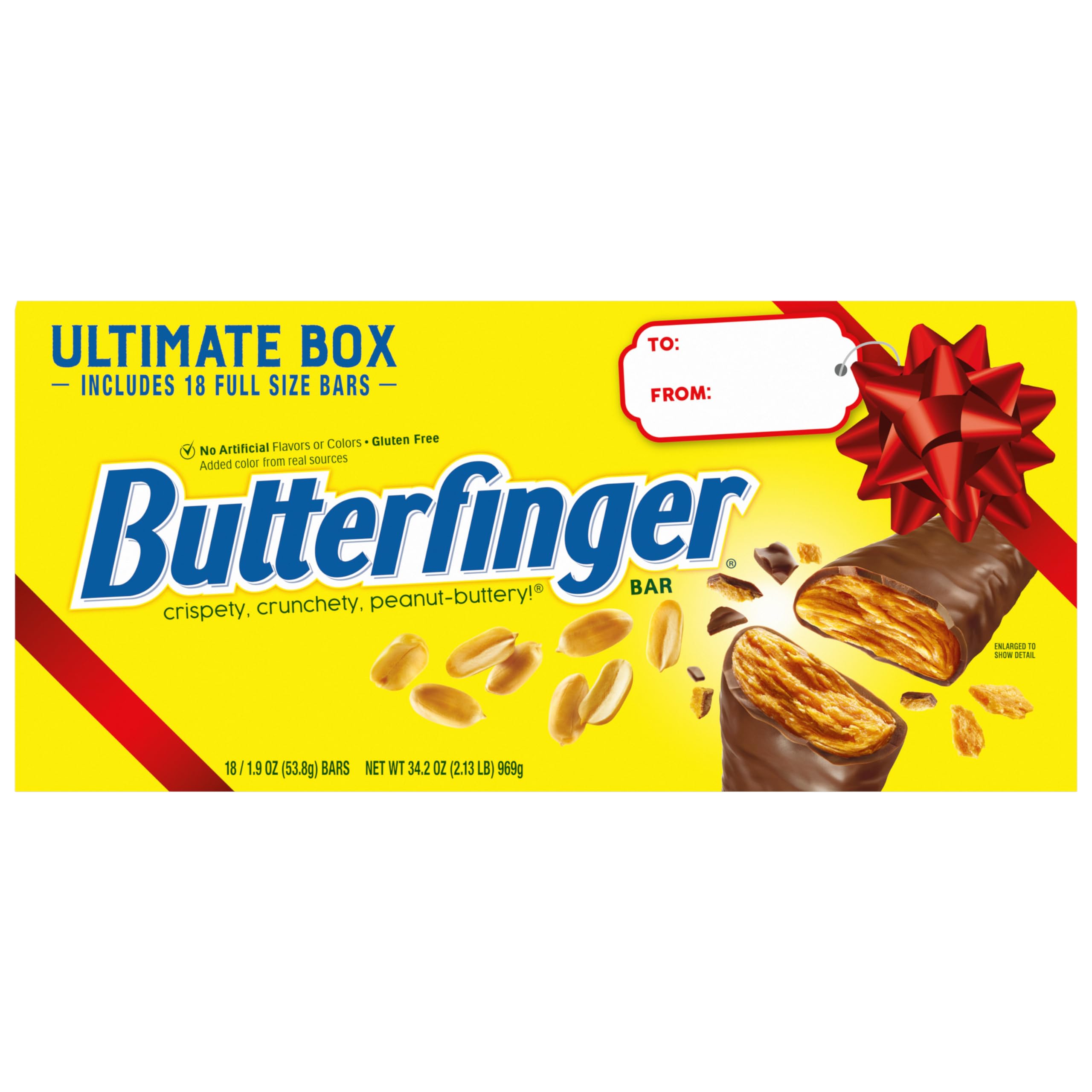 Butterfinger Peanut-Buttery, Full Size Candy Bars, Bulk Pack, White Elephant Gifts, Individually Wrapped, 1.9 Oz. (Pack of 18)