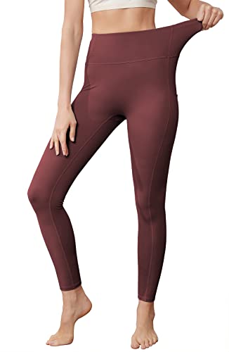 CLDJOIT High Waist Yoga Pants with 2 Pockets, Soft, Tummy Control, 4 Way Stretch, Workout Pants for Women Yoga Leggings Red