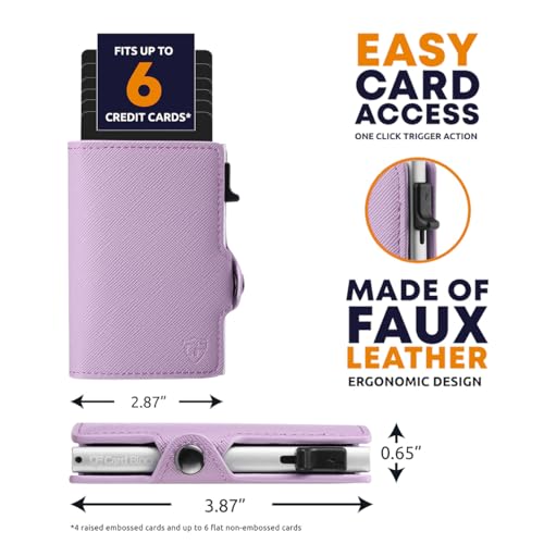 Card Blocr Womens Slim Wallet for Small Purses, Pop Up Wallet with Anti Theft RFID Blocking Credit Card Holder for Women in Soft Pink PU Saffiano Leather