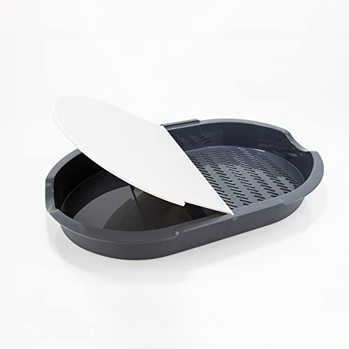 DecoBella 2-Chamber Cutting Board, Chopping Board with Food Container and Optional Strainer, Multi-Purpose Cutting Board, Countertop Easy Food Washer Strainer, Sink Cutting Board (WHITE/GRAY)