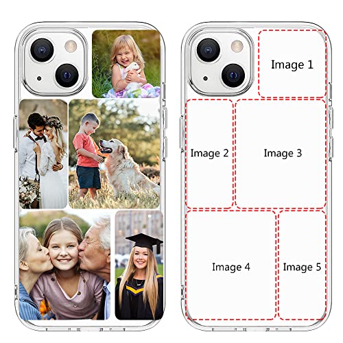 EMIDY Custom Phone Case for iPhone 13 Case Personalized Multi Picture Collage Photo Phone Cases,Customized Phone Cover for Birthday Xmas Valentines Friends Gift Mini Pro Max (Frosted Black-5 Sheet)