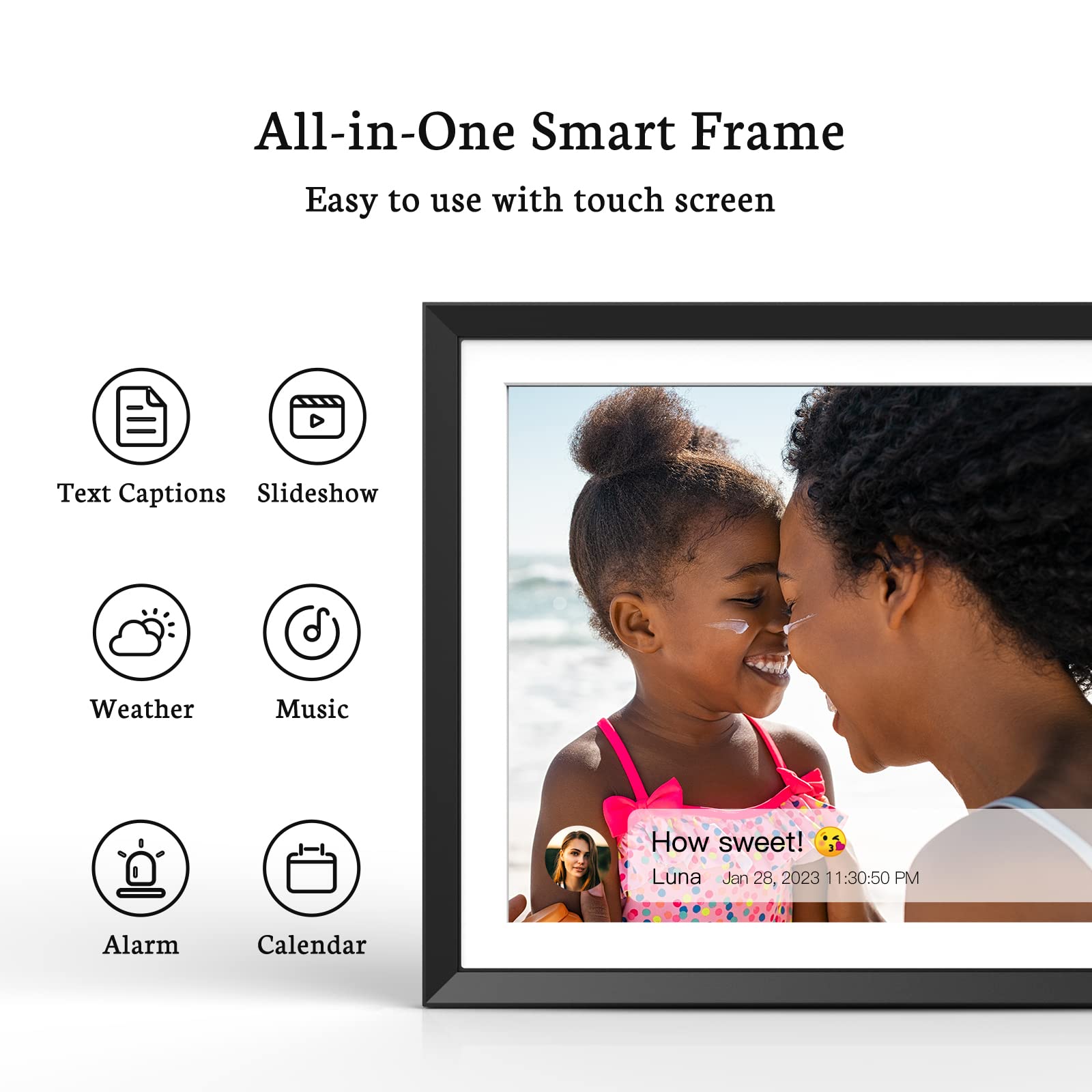BSIMB 2K WiFi Digital Picture Frame with Ultra-Clear Display, 9.7 Inch Electronic Photo Frame, IPS Touch Screen, Instantly Share Photos&Videos Via Email/App, Gift for Mother's Day