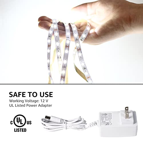 Lepro LED Strip Light White, 16.4ft Dimmable Vanity Lights, 6000K Super Bright LED Tape Lights, 300 LEDs 2835, Strong 3M Adhesive, Suitable for Home, Kitchen, Under Cabinet, Bedroom, Daylight White