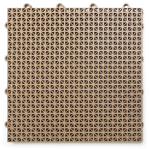 Big Floors DT24BEIG DuraGrid Outdoor Modular Interlocking Multi-Use Plastic Deck Tile, 24 Pack, Beige
