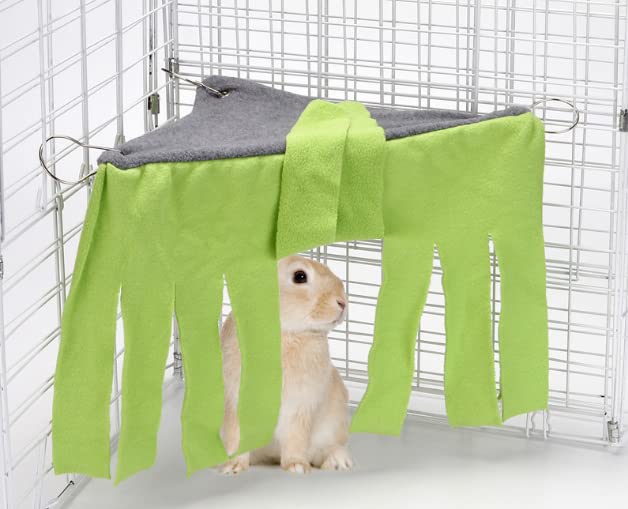Hamster Hammock 2 Pieces Dutch Pig Rabbit Hedgehog Fringe Corner House shelter Tent nest Small pet shelter (Green)