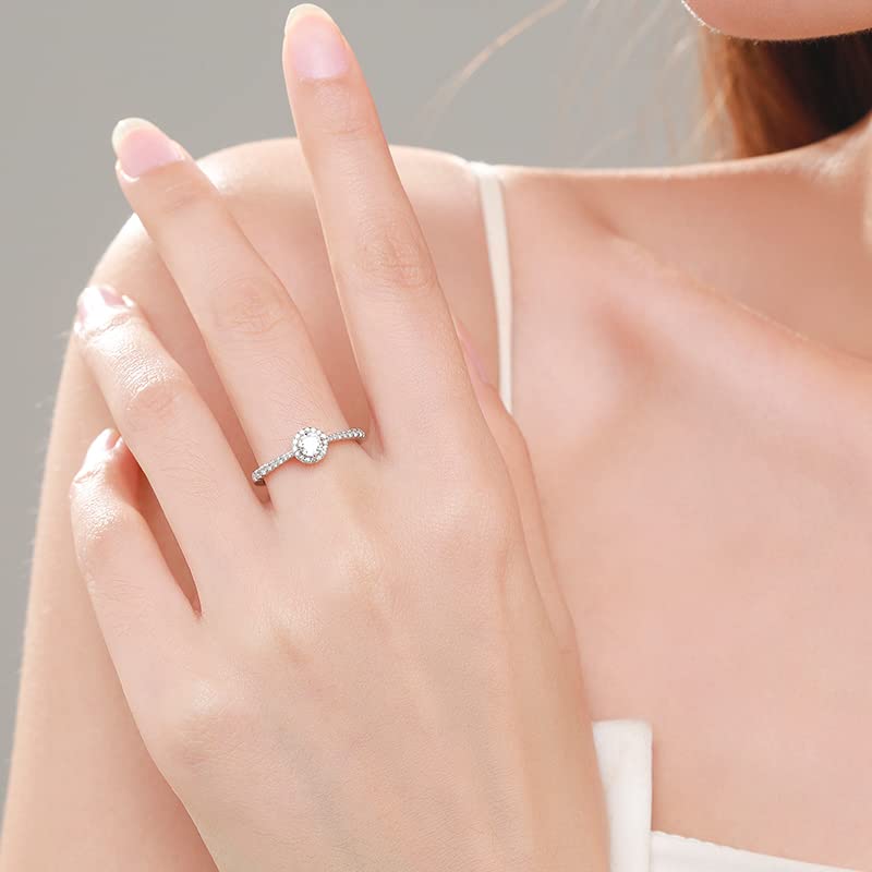 Cpallie Wedding Rings for Women Silver Rings: Cubic Zirconia Engagement Rings Diamond Statement Ring Promise Rings for Her Size 7