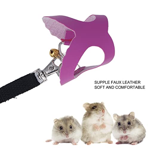 Hamster Harness Vest and Leash Set No Pulling Comfort Padded Vest Guinea Pig Striped Harness for Guinea Pigs, Hamster, Ferret, Chinchilla Purple
