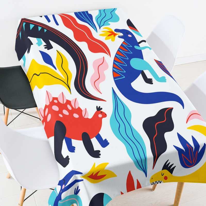 Cartoon Animal Floral Print Rectangle Tablecloth for Dining Table Party Decoration Waterproof Table Cover Table Mat A2 140x210cm