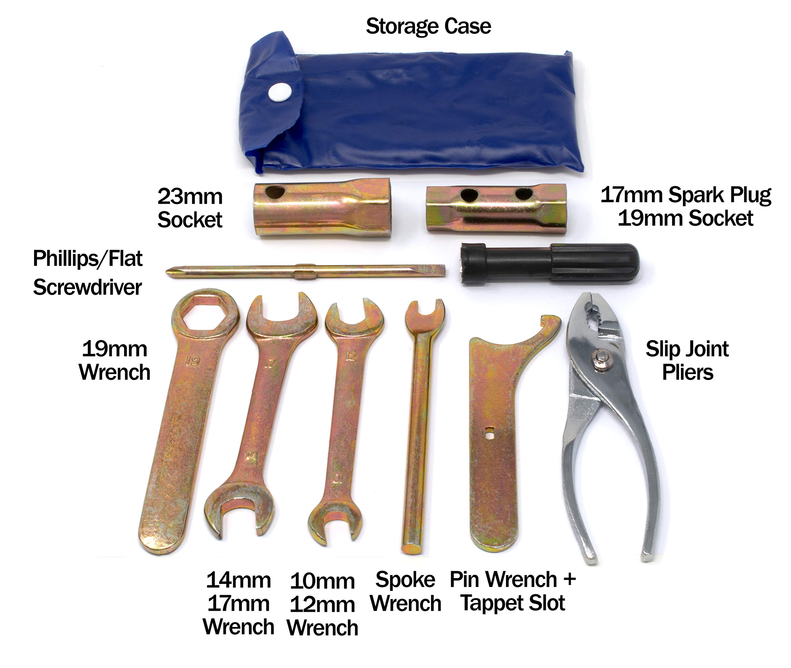 RW 0059-010 Metric Motorcycle ATV UTV Tool Kit + Storage Bag (9) Piece Set Compatible with Honda Yamaha Kawasaki Suzuki KTM Ducati