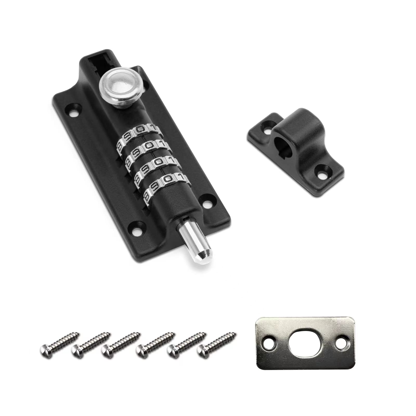 Combi Bolt Door Lock Sliding Combination Bolt Latch Keyless Combination Bolt, Weatherproof 4 Digit High Security Gate Lock for Sheds Cupboards Fences Garages