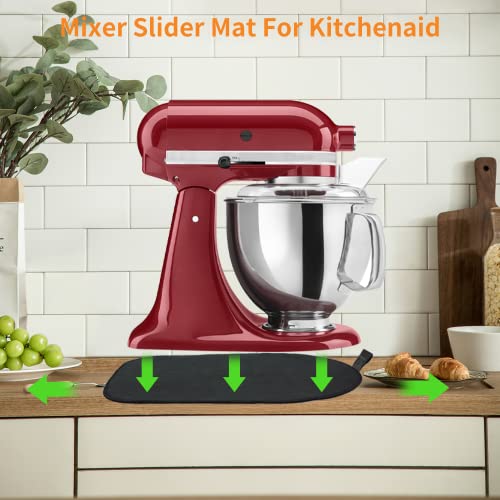 Owowong Sliding Mat for Kitchenaid Mixer, Mixer Mover Slider Pad 4.5-5 Qt Tilt-Head Stand Kitchen Appliance Mat, Aid Accessories with Black Cord Organizer, 4.5-5Qt Mat+ Black Cord Organizer
