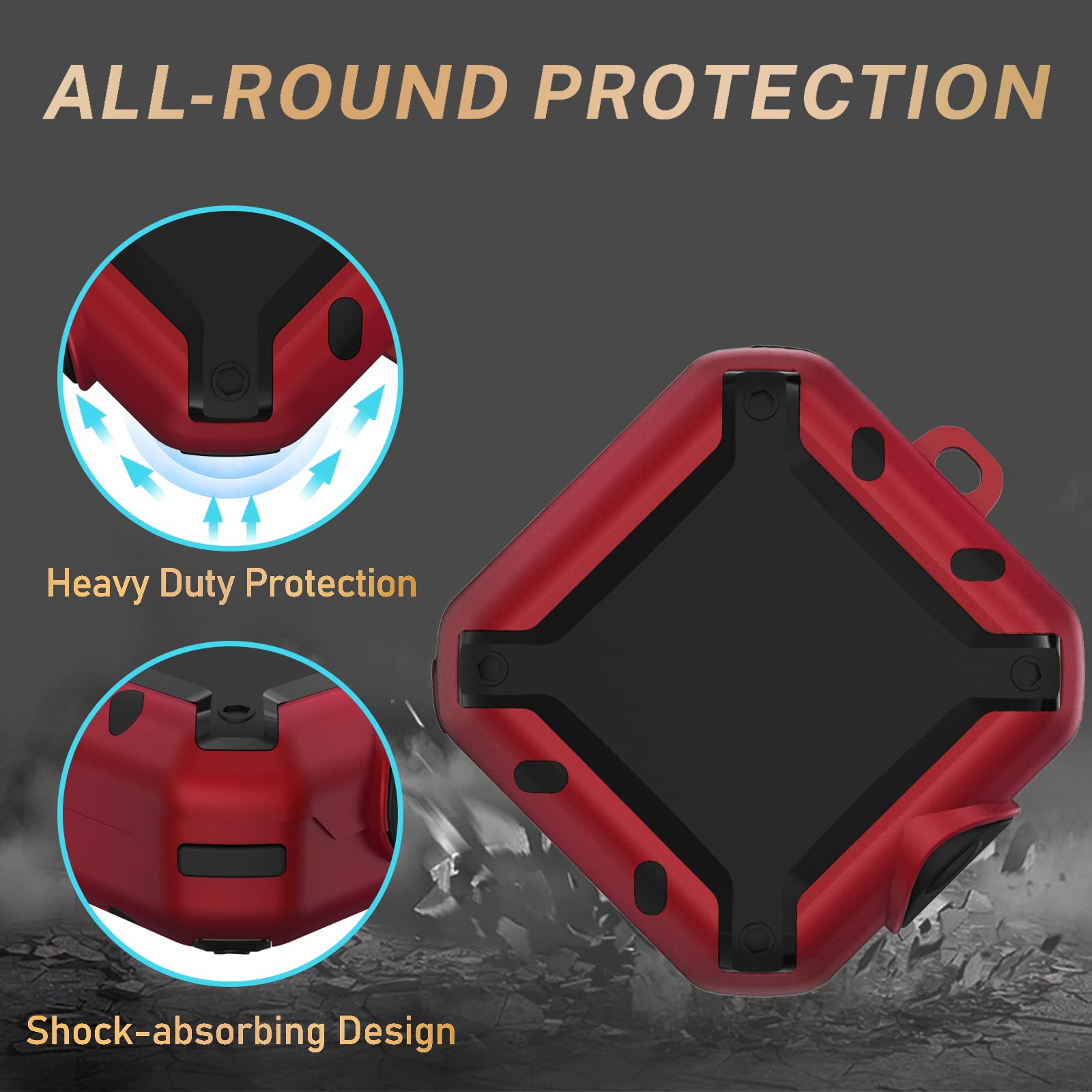 Case for Beats Fit Pro 2021, Secure Lock Cases Compatible with Beats Fit Pro Protective Cover Earbuds Carry Switch Protector with Anti-Lost Carabiner (Red)