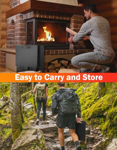 DEERFAMY Firewood Rack Indoor, Heavy Duty Log Holder for Outdoor Fireplace Wood Storage, Black