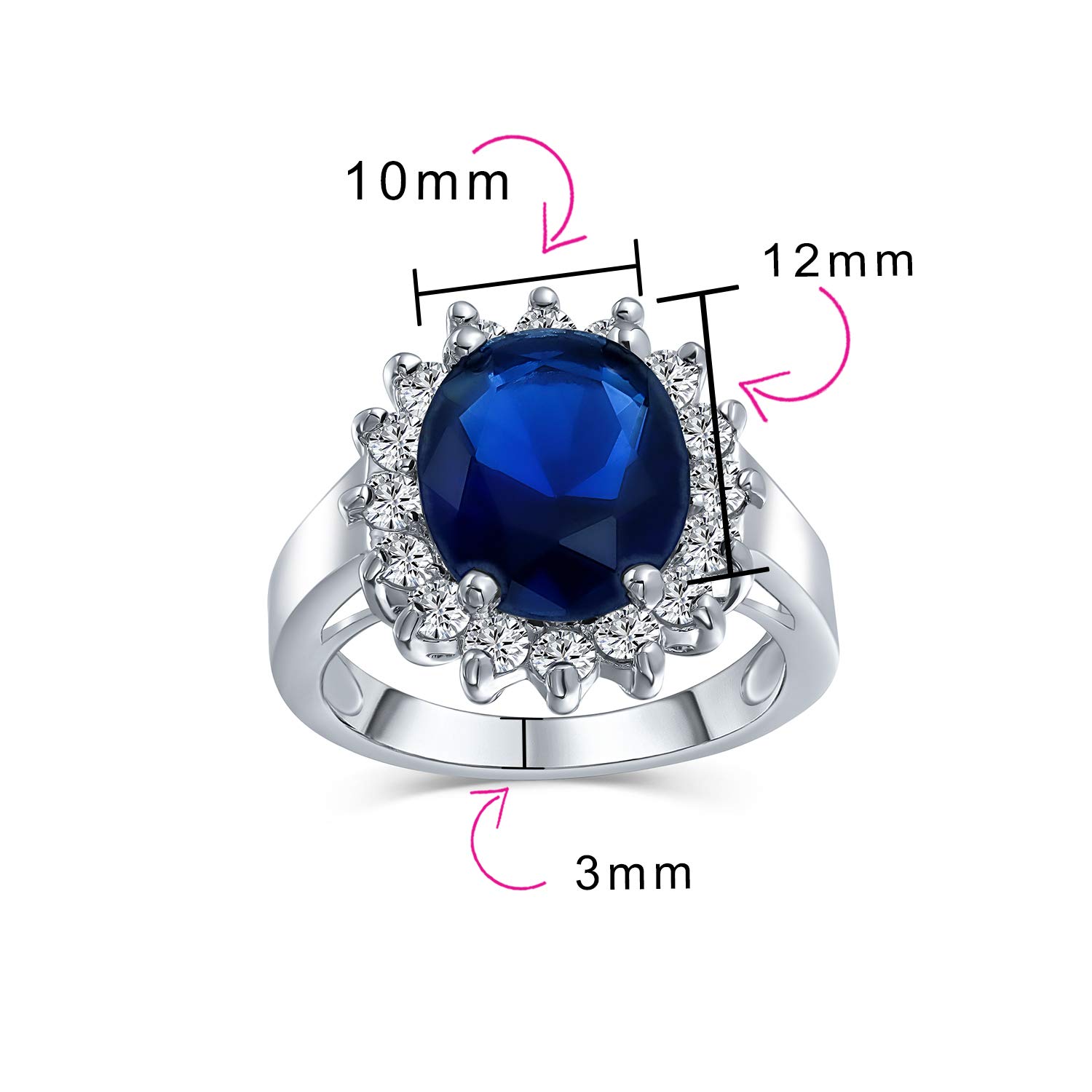 Bling Jewelry Royal Engagement Ring Blue Rhodium Plated,Blue,7