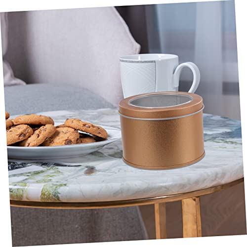 FUNOMOCYA 4 Pcs Boxes Tin Box with Window Mini Paper Cups Mini Cake Boxes Cake Containers Candle Containers with Lids Round Baking Cake Tins Tea Storage Can Dessert Container with Window
