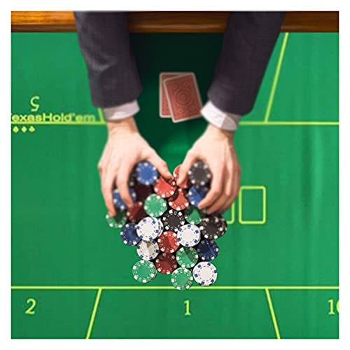 Craps and Roulette Table Felt Poker Tablecloth 1.8m Deluxe Suede Rubber Texas Pokers Tablecloth with Flower Pattern Casino Poker Set Board Game Mat Poker Accessory (Color : Green)