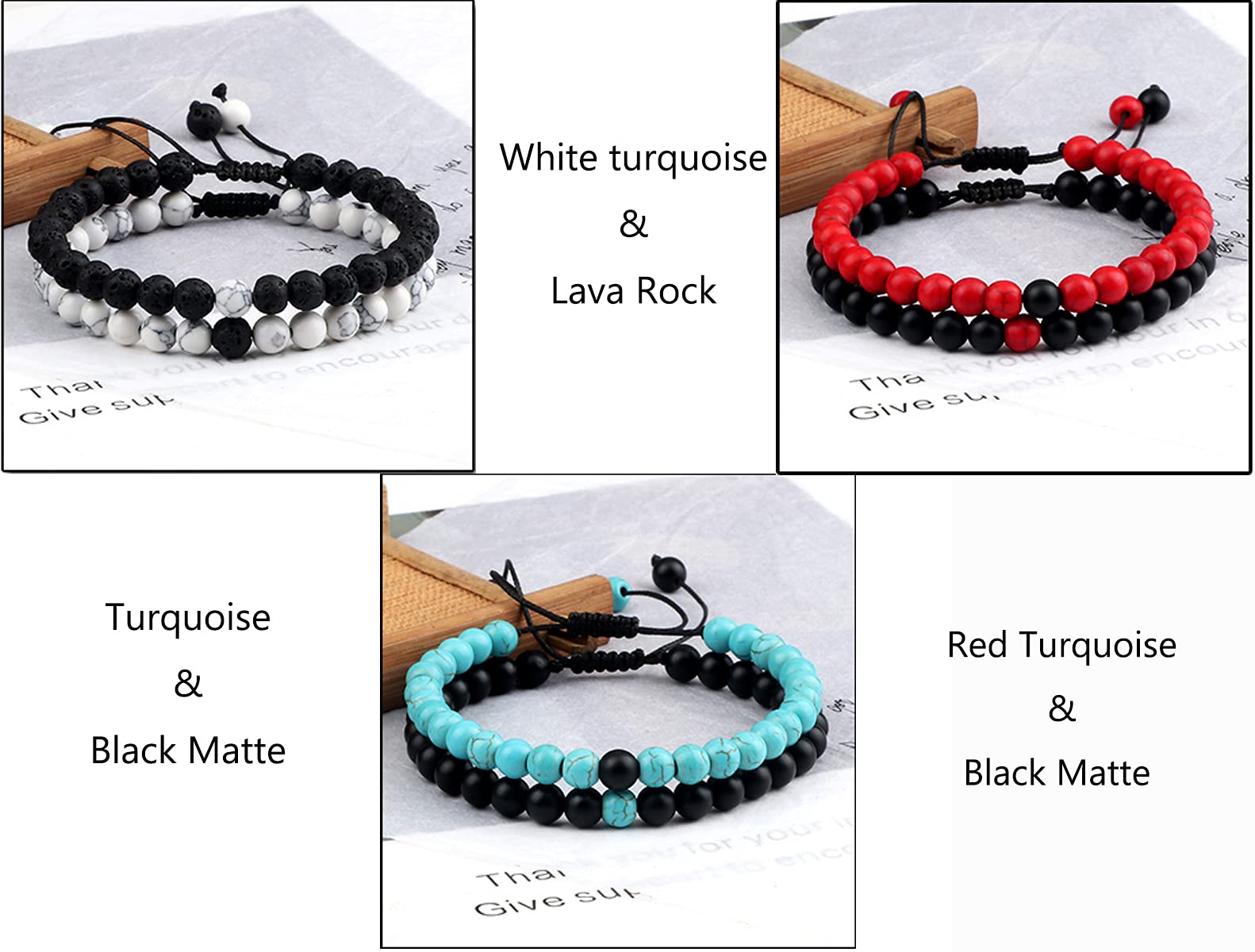 CASDAN 12Pcs 6mm Lava Rock Natural Stone Beaded Anxiety Stretch Elastic Yoga Healing Bracelet for Men Women Aromatherapy Essential Oil Diffuser Bracelet Set