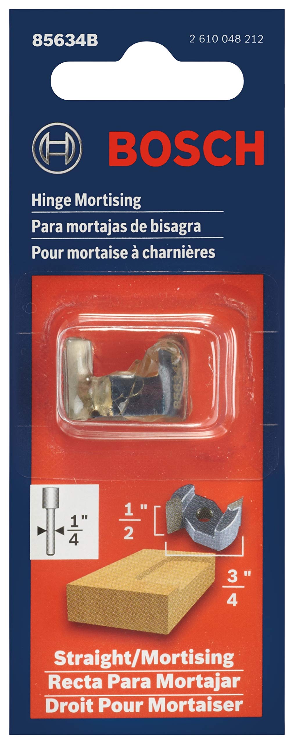 BOSCH 85634B 1-Piece 3/4 In. x 1/2 In. Carbide-Tipped Lock Mortising Router Bit