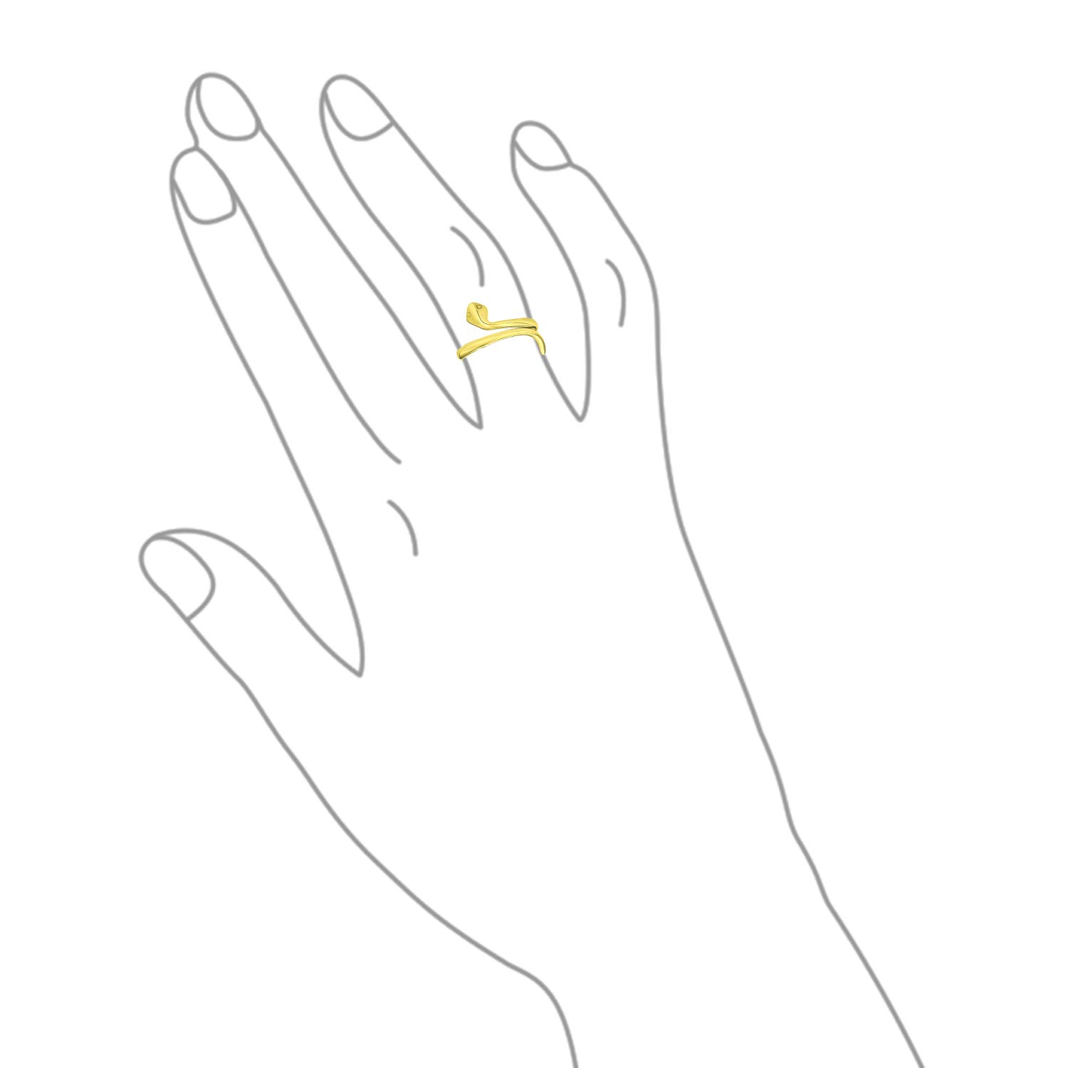 Bling Jewelry Minimalist Delicate Midi Knuckle Thin 1MM Band Stackable Bypass Wrap Snake Serpent Ring For Teen 14K Gold Plated .925 Sterling Silver