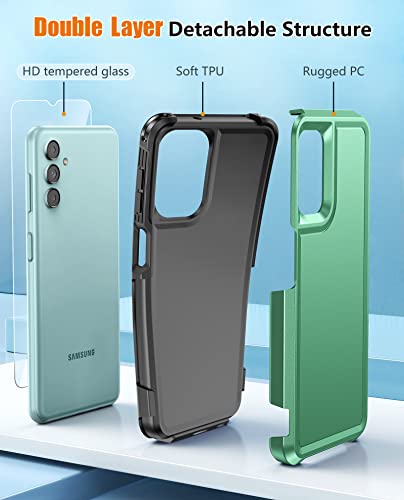 JXVM for Galaxy A13 5G|4G Case: Samsung Galaxy A13 5G|4G Rugged Heavy Duty Military Grade Shockproof Protective Cell Phone Cases - Tough Durable Dual Layer Drop Proof Protection Cover (Alpine Green)