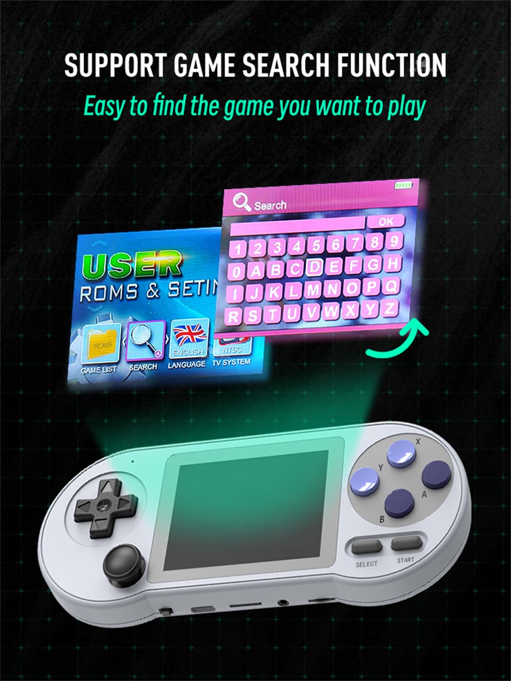 Handheld Game Console, Built in 6000+ Games, 3.0 Inch IPS Screen Retro Handheld Game Console, SF2000 Handheld Console Support 7 Emulators & AV Output, Ideal Gift for Kids Adults
