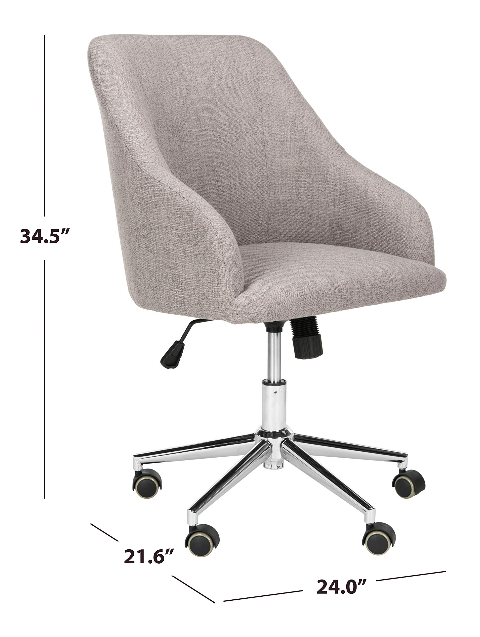 Safavieh Home Adrienne Grey Linen and Chrome Leg Tufted Swivel Office Chair